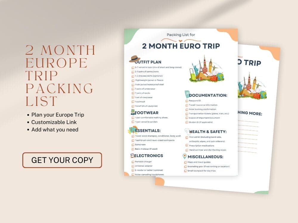 Packing List for 2 Months in Europe: Essential Items to Bring